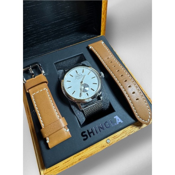 Shinola | Accessories | Shinola Bedrock 42mm Chronograph Watch Silver ...
